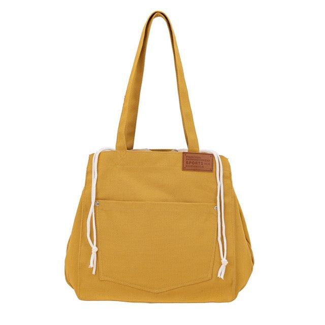 Functional Drawstring Canvas Tote Bag | Shoulder Bag | Hobo Bag – Loliday