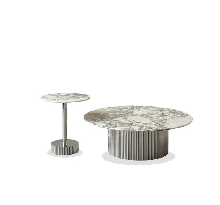 EMMA- Side Table | Stainless steel+Artifical marble – Loliday
